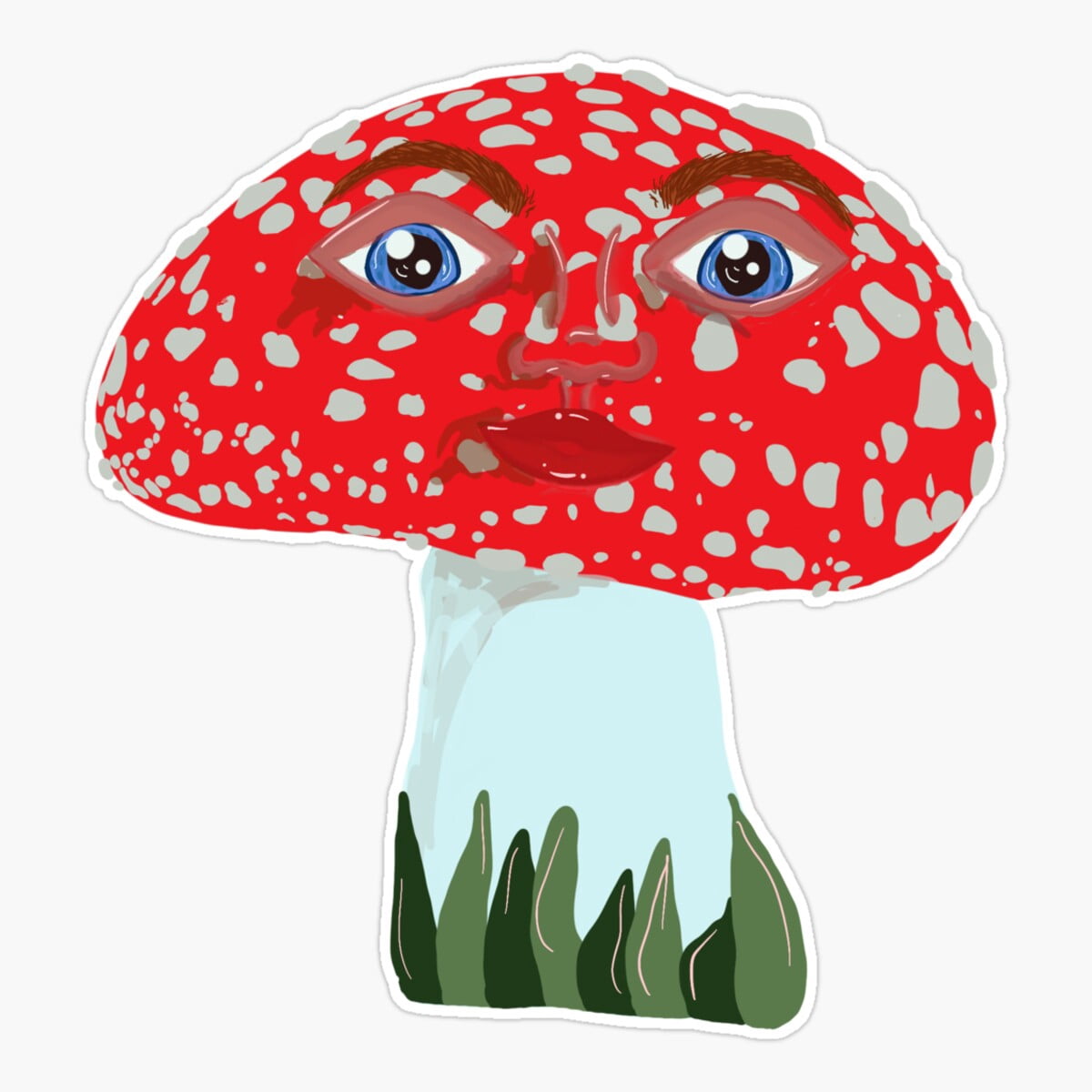 Onim Mushroom Face Sticker, Phone Decal Water Bottle Stickers Car ...