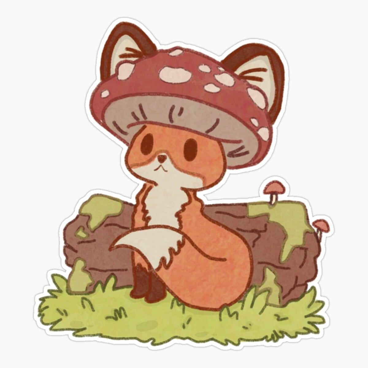 Onim Mushroom Fox Cottagecore Sticker Sticker, Phone Decal Water Bottle ...