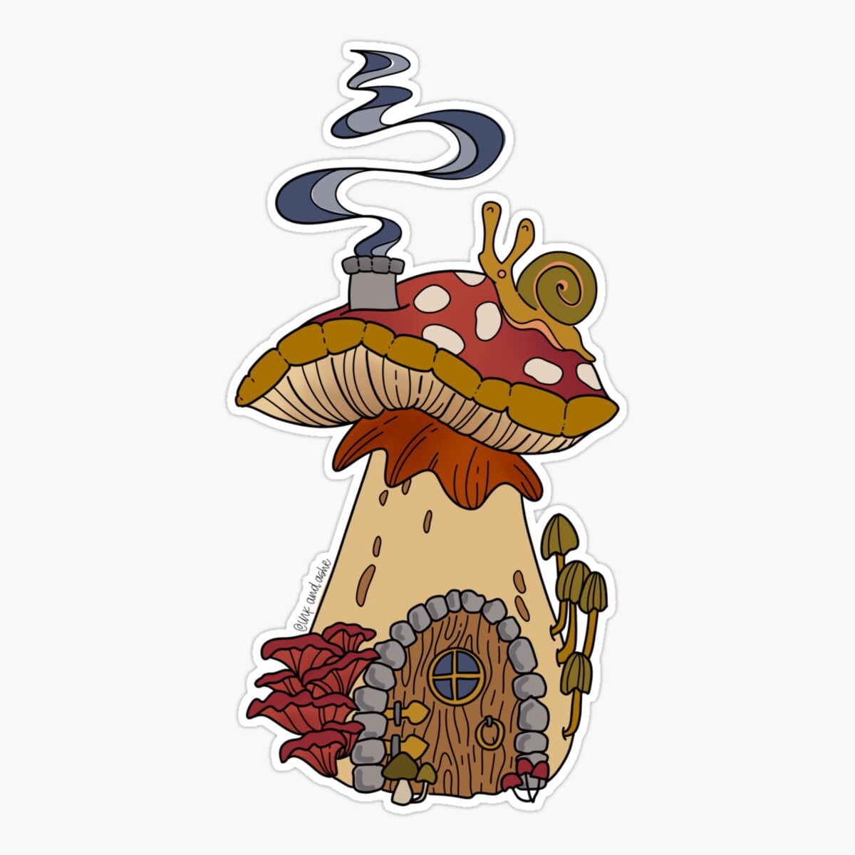 Onim Mushroom House Sticker, Phone Decal Water Bottle Stickers Car ...