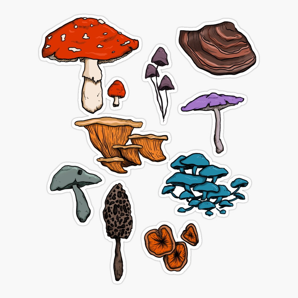 Onim Mushroom Madness Sticker, Phone Decal Water Bottle Stickers Car ...