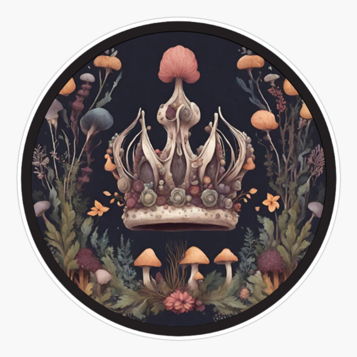 Onim Mushroom Monarch Dark Cottagecore Sticker, Phone Decal Water ...