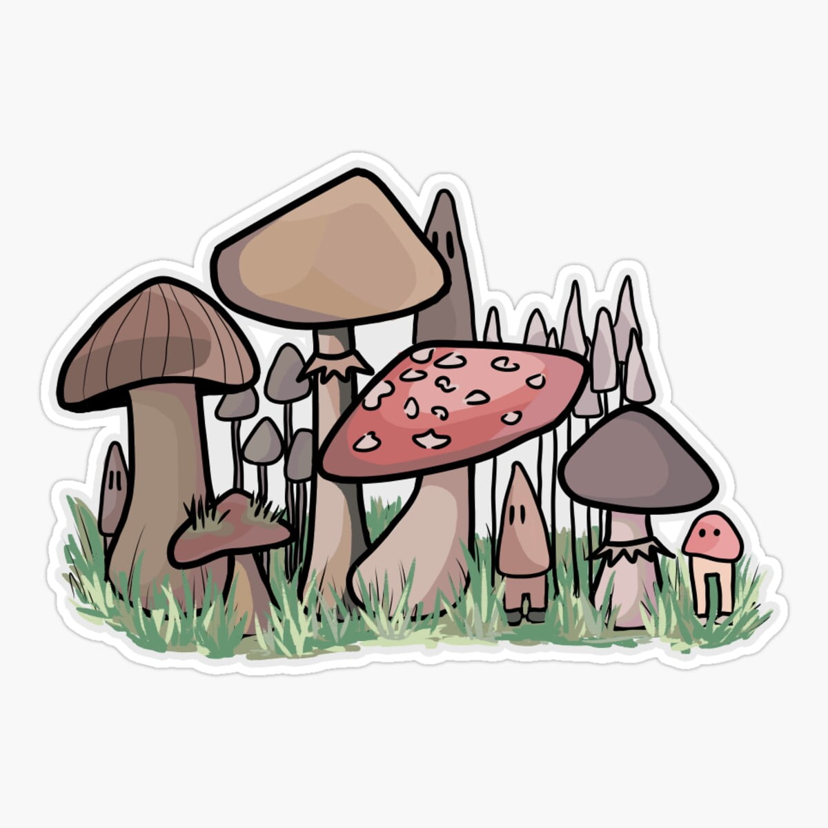 Onim Mushroom People (Grey Brim) Sticker, Phone Decal Water Bottle ...