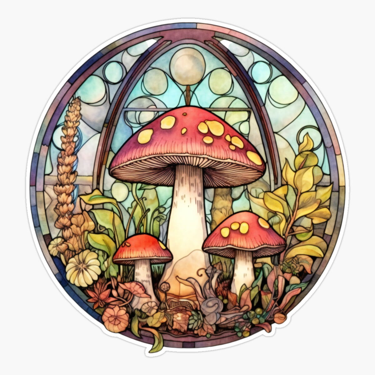Onim Mushroom Stained Glass Sticker, Phone Decal Water Bottle Stickers Car Decals, Funny ...