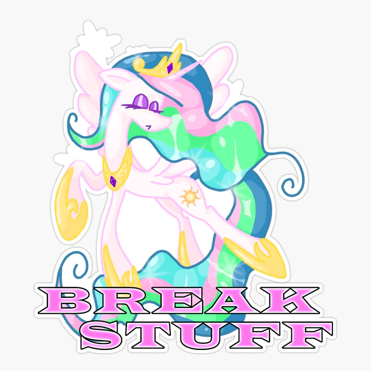 Onim My Little Pony, Celestia, Break Stuff Sticker, Phone Decal Water ...