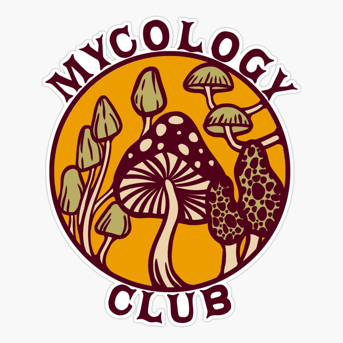 Onim Mycology Club Groovy Mushroom Sticker, Phone Decal Water Bottle ...