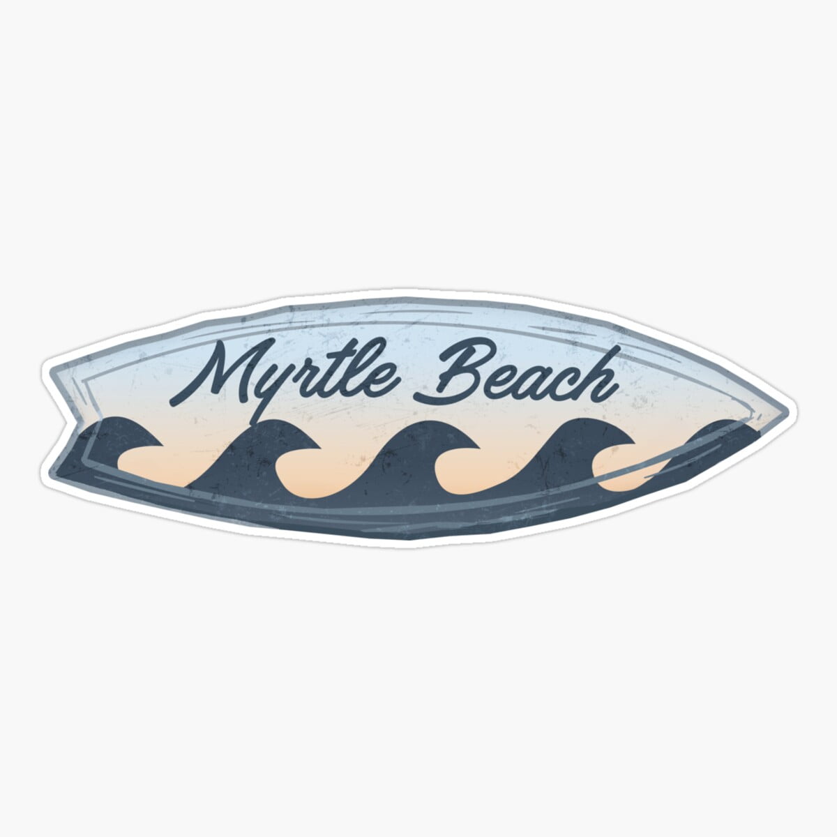 Onim Myrtle Beach Surfboard Sunset Sticker, Phone Decal Water Bottle ...