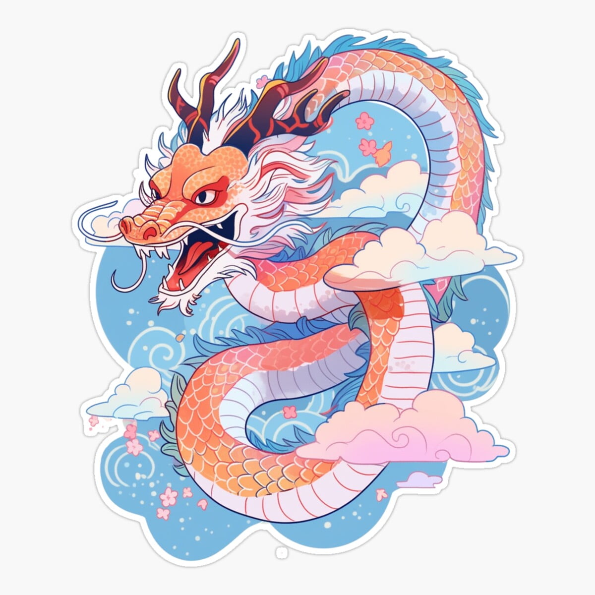 Onim Mystical Japanese Dragon Sticker, Phone Decal Water Bottle ...