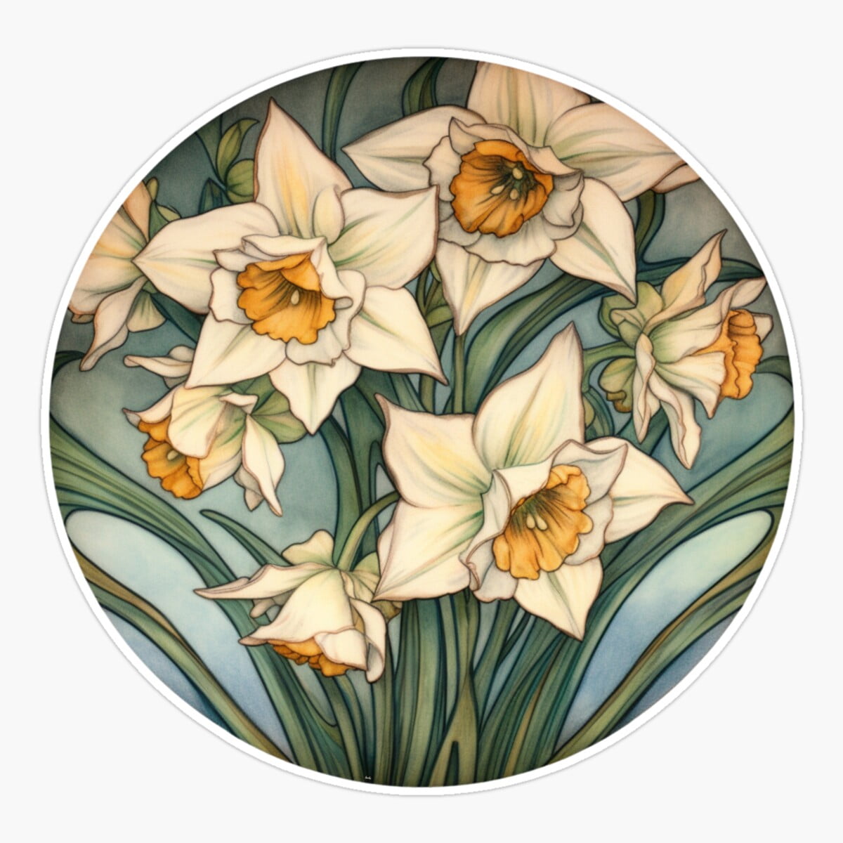 Onim Narcissus Flower: December Birth Flower - Watercolour Art Nouveau ...