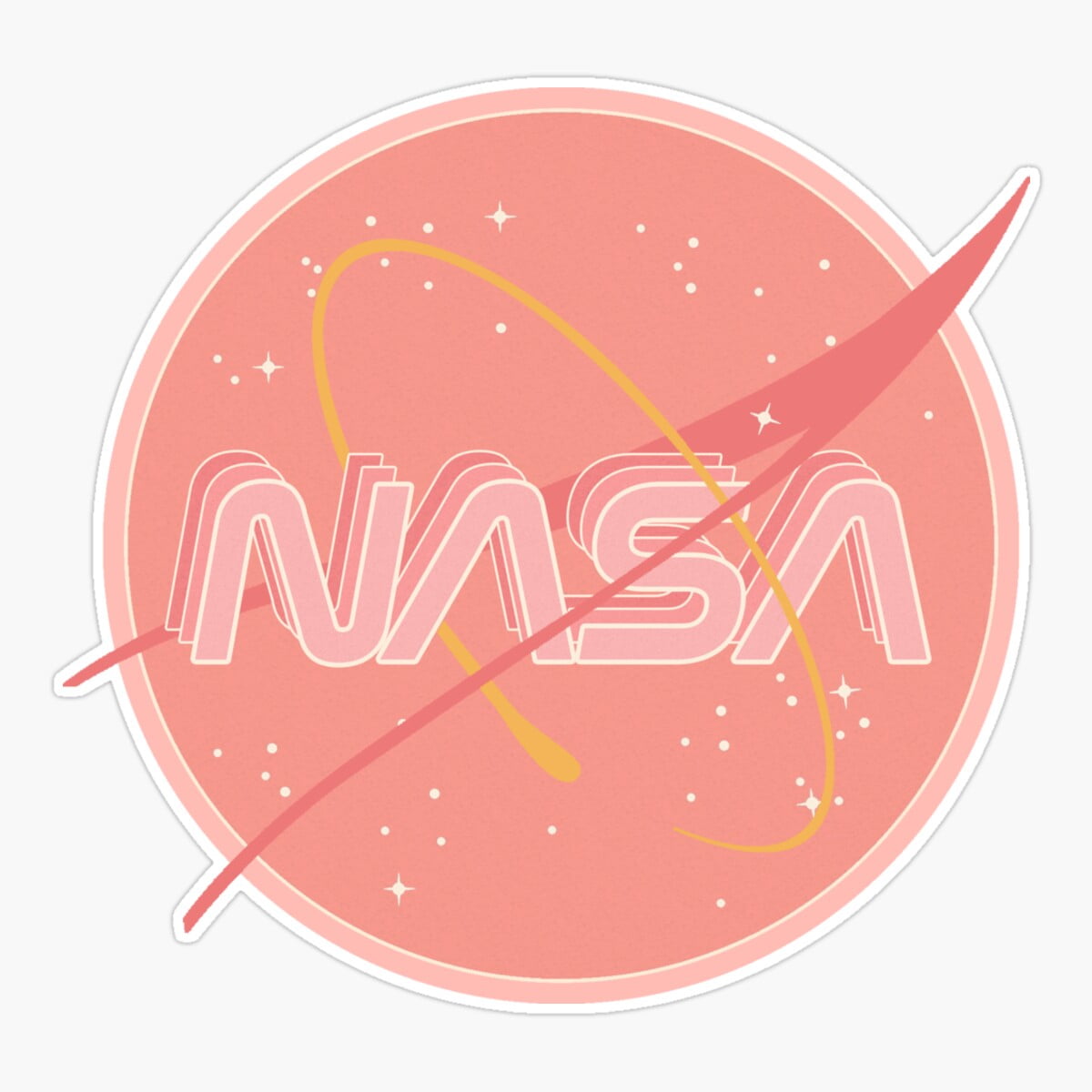 Onim Nasa Pastel Pink Sticker, Phone Decal Water Bottle Stickers Car ...