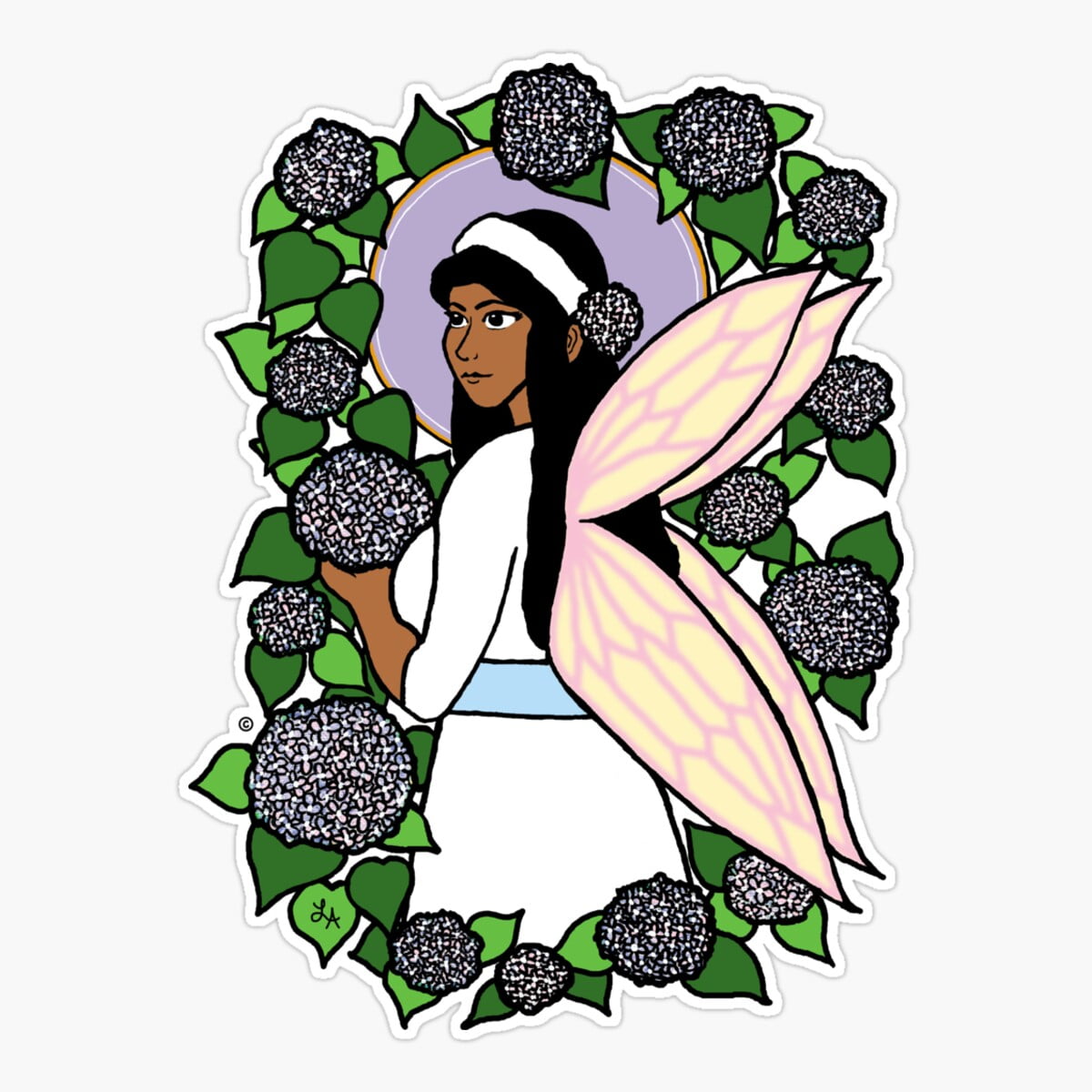 Onim Native American Indigenous Flower Fairy - Hydrangea Sticker, Phone ...