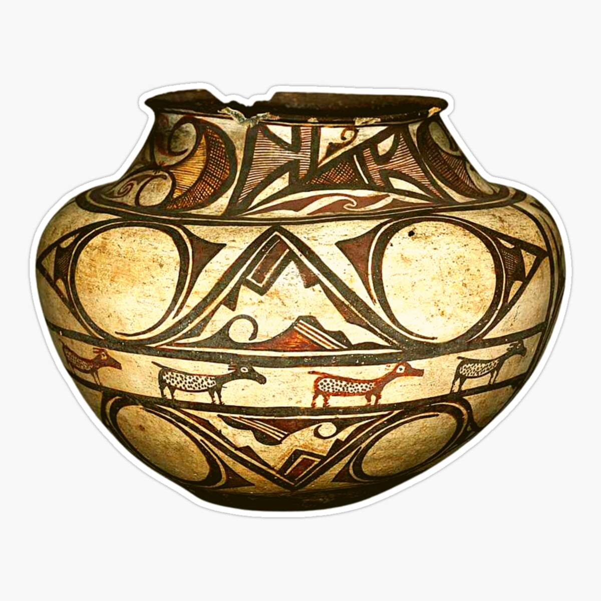 Onim Native American Pueblo Zuni Vintage Water Jar Pottery Sticker ...