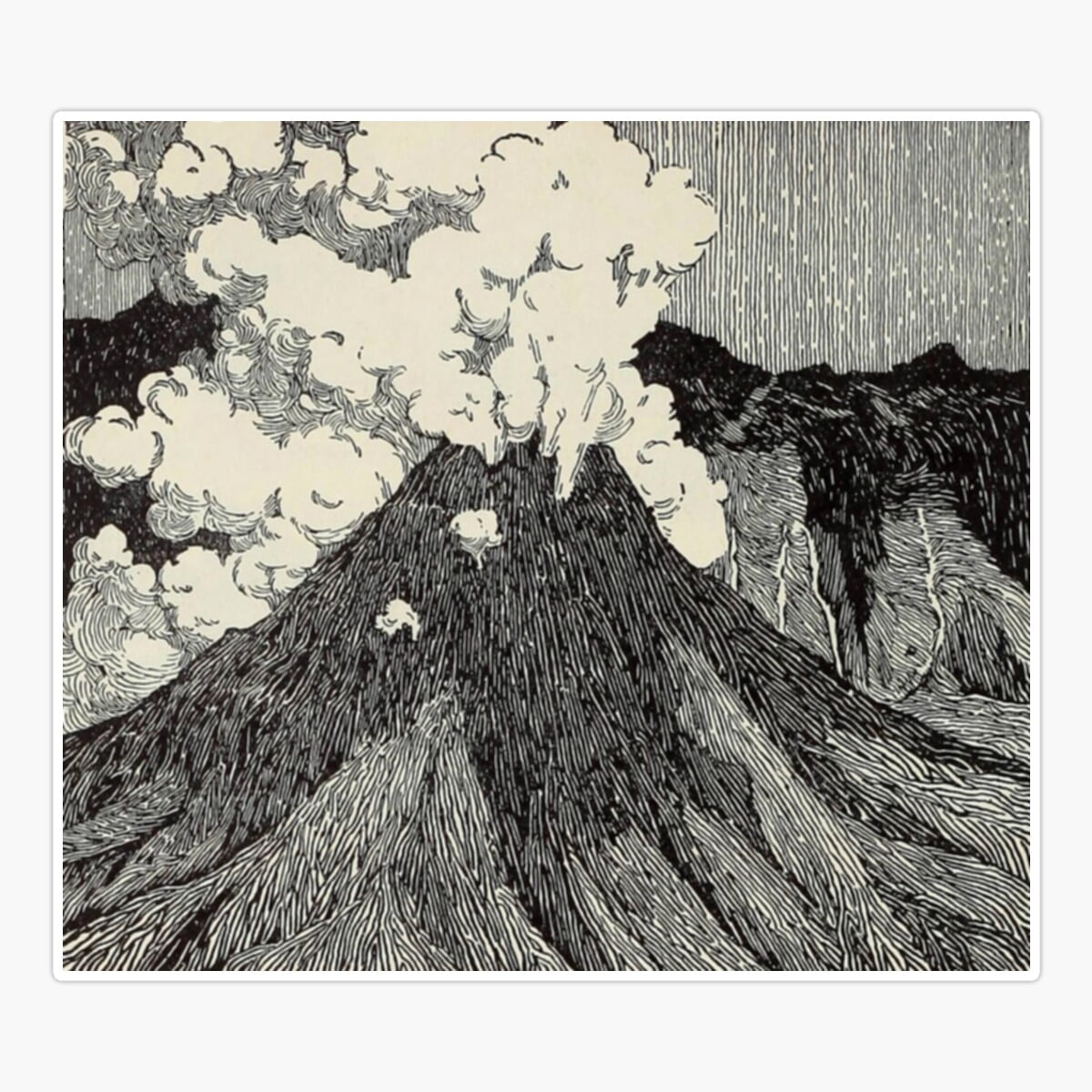 Onim Naturalist Volcano Sticker, Phone Decal Water Bottle Stickers Car ...