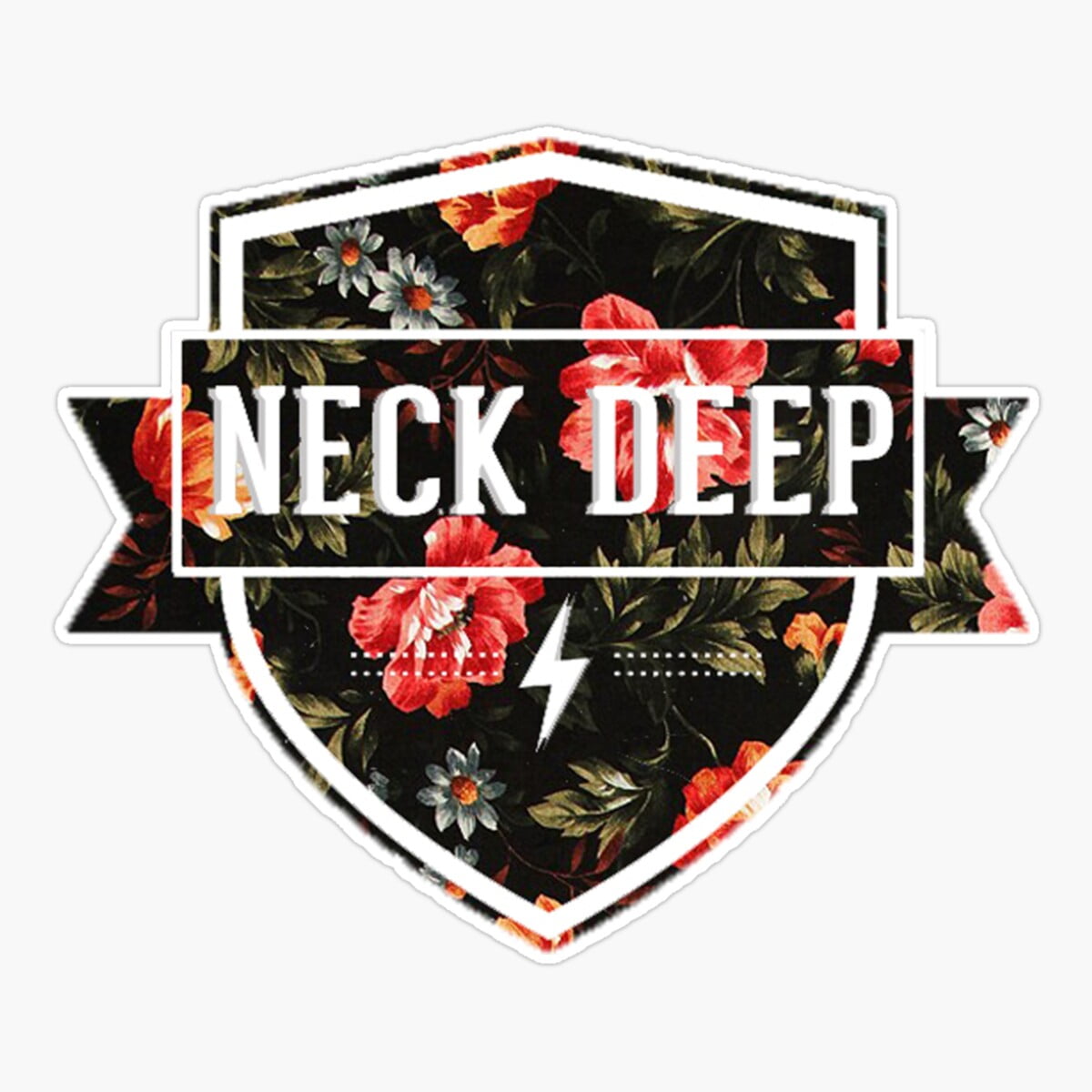 Onim Neck Deep Floral Logo Sticker, Phone Decal Water Bottle Stickers ...
