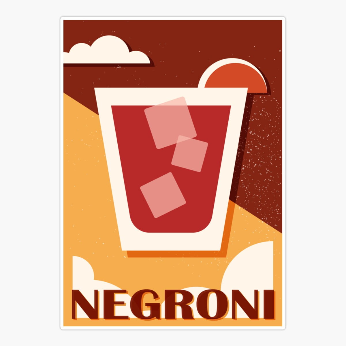 Onim Negroni Art Print, Cocktail, Retro 70S, Aesthetic Art, Alcohol ...