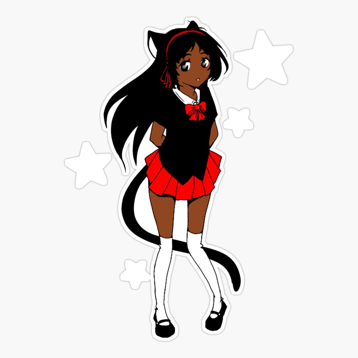 Onim Neko School Girl Sticker, Phone Decal Water Bottle Stickers Car ...