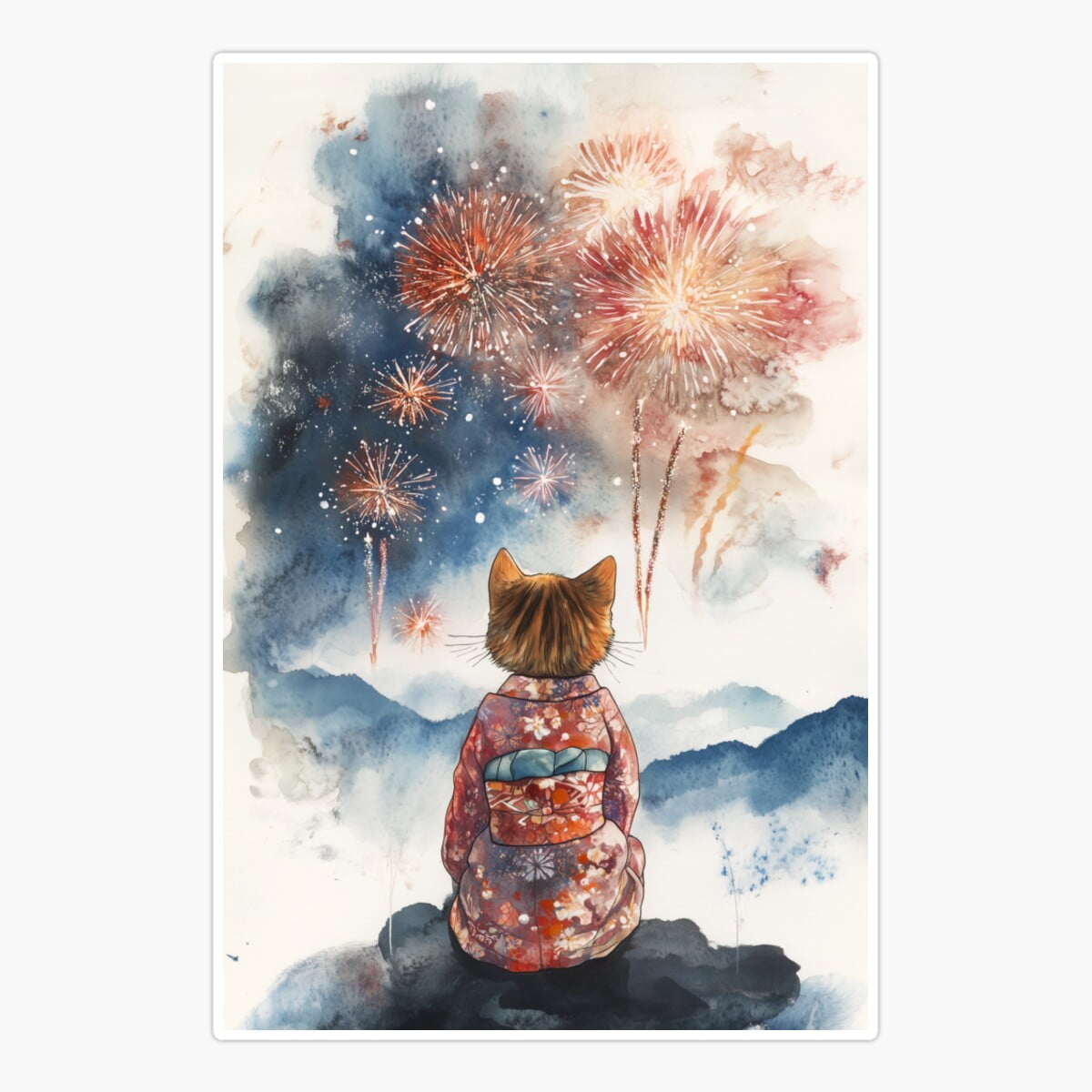 Onim Neko To Hanabi Sticker, Phone Decal Water Bottle Stickers Car Decals, Funny Birthday Gift ...