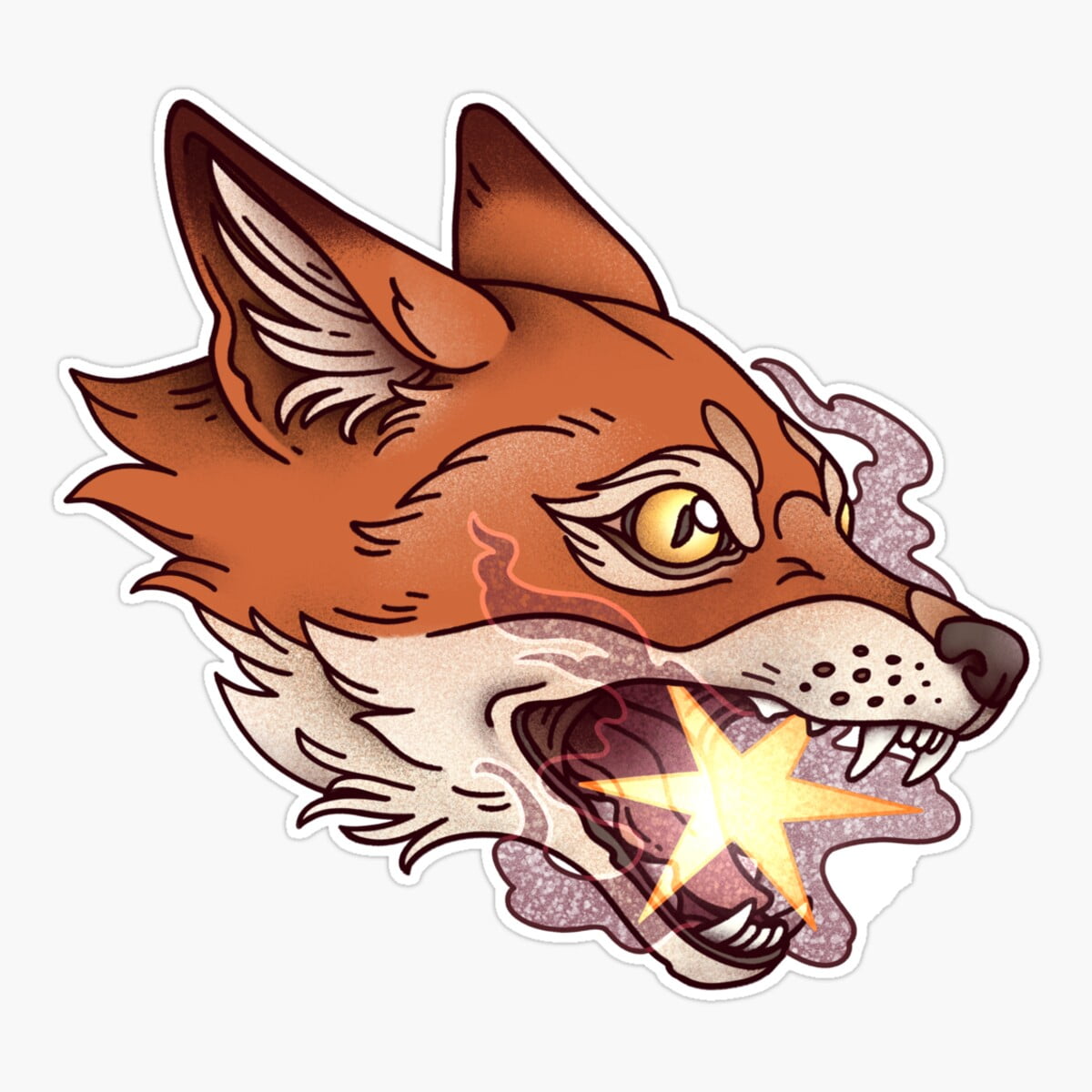 Onim Neo Traditional Fox Tattoo Design Furry Fox With Shooting Star ...