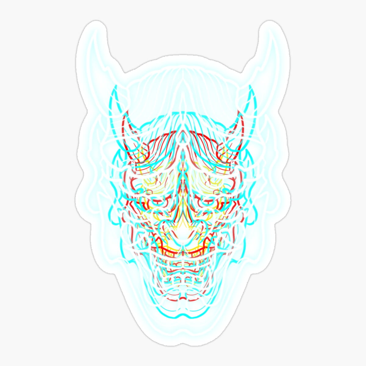 Onim Neon Hannah Design - Neo Oni Mask Sticker, Phone Decal Water ...