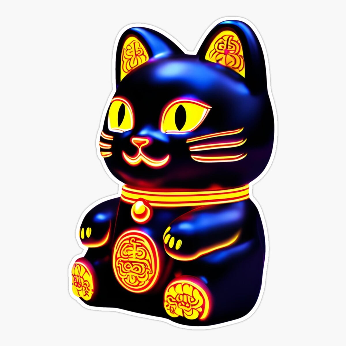 Onim Neon Maneki Neko - Modern Japanese Sticker Sticker, Phone Decal ...