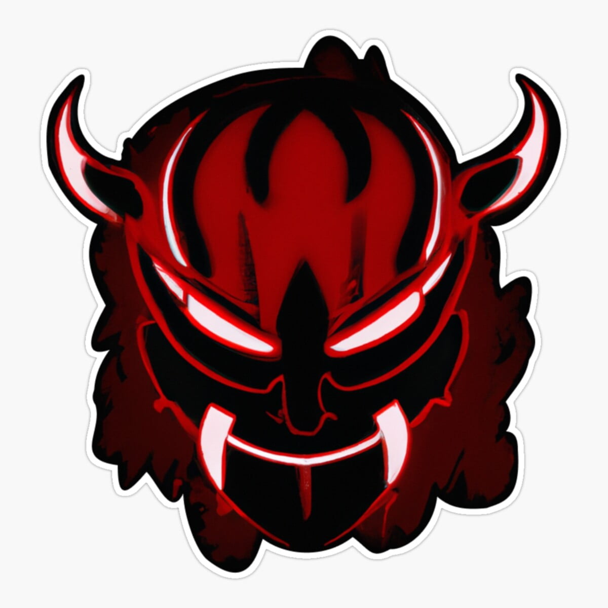 Onim Neon Oni Mask Sticker, Phone Decal Water Bottle Stickers Car ...