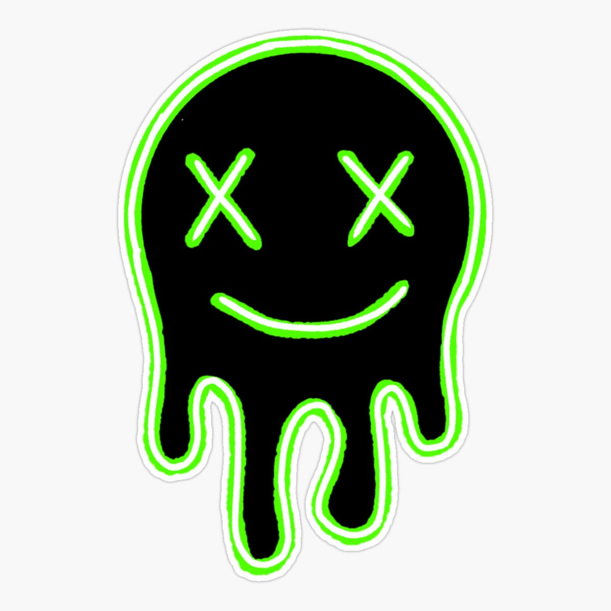 Onim Neon Smiley Face Sticker, Phone Decal Water Bottle Stickers Car ...