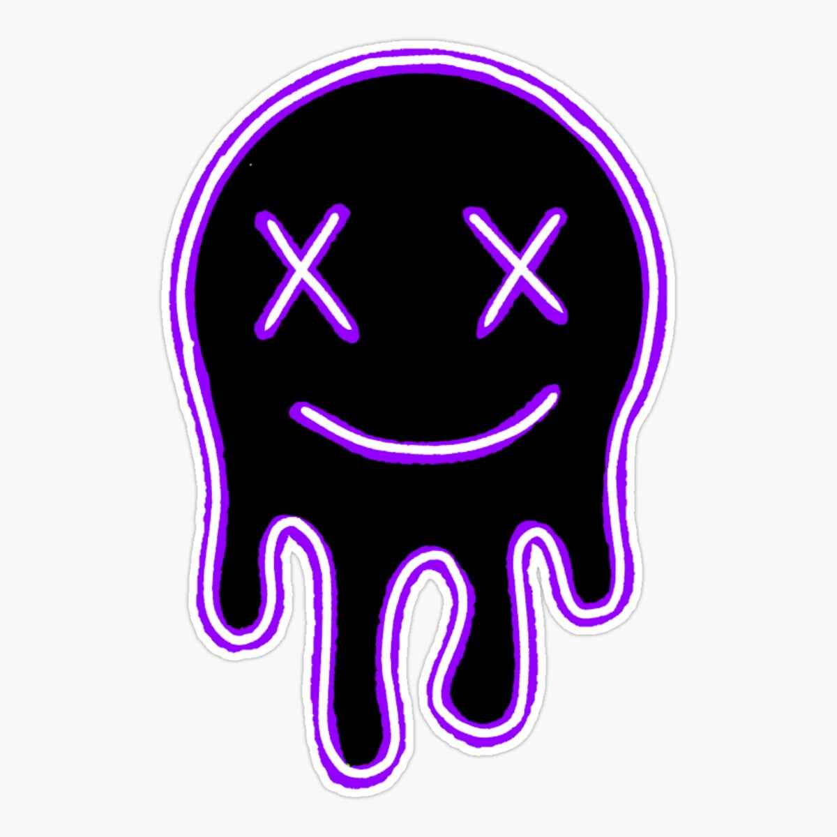 Onim Neon Smiley Face Sticker Sticker, Phone Decal Water Bottle ...