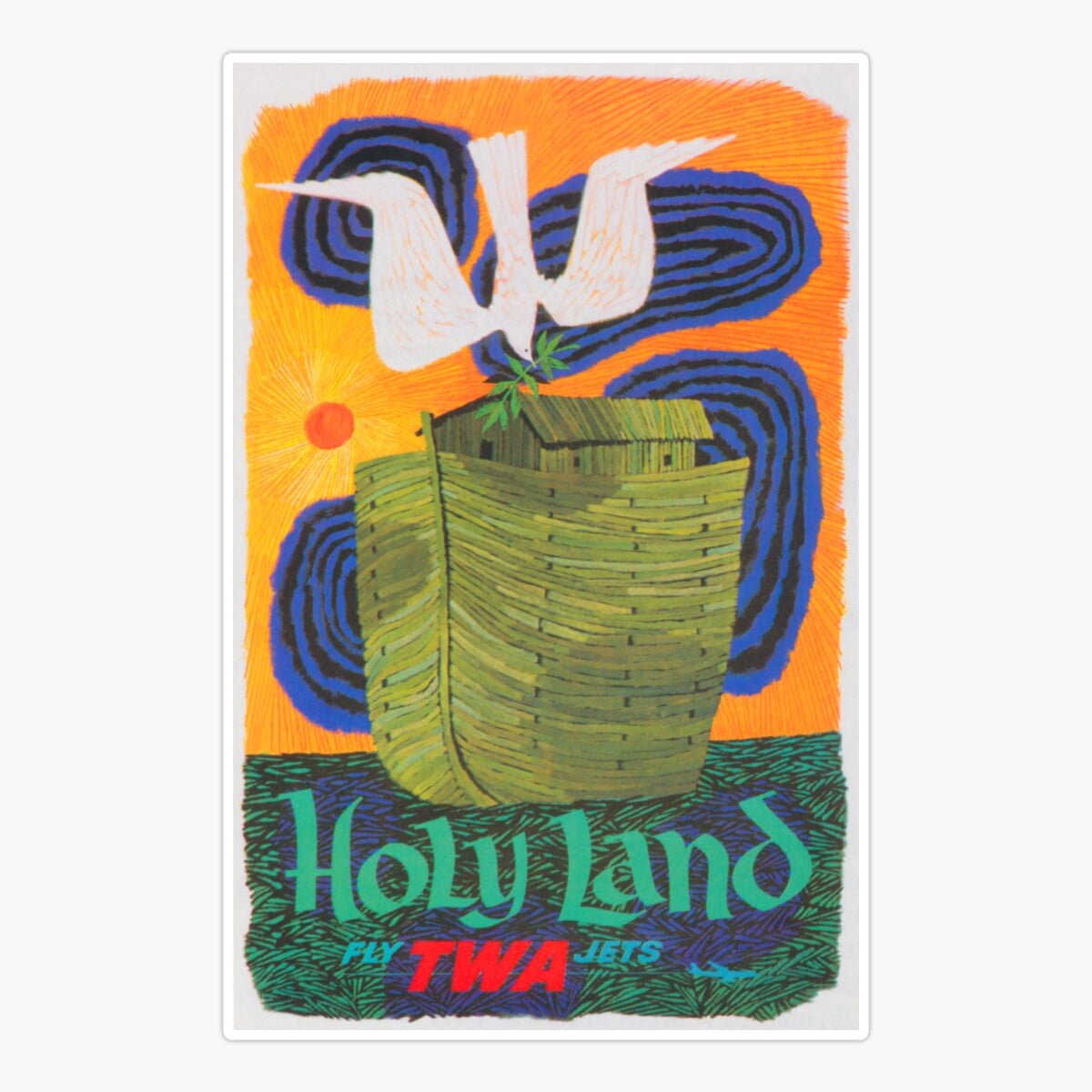 Onim Noah'S Ark, Holy Land, Retro Vintage Travel Poster Sticker, Phone ...