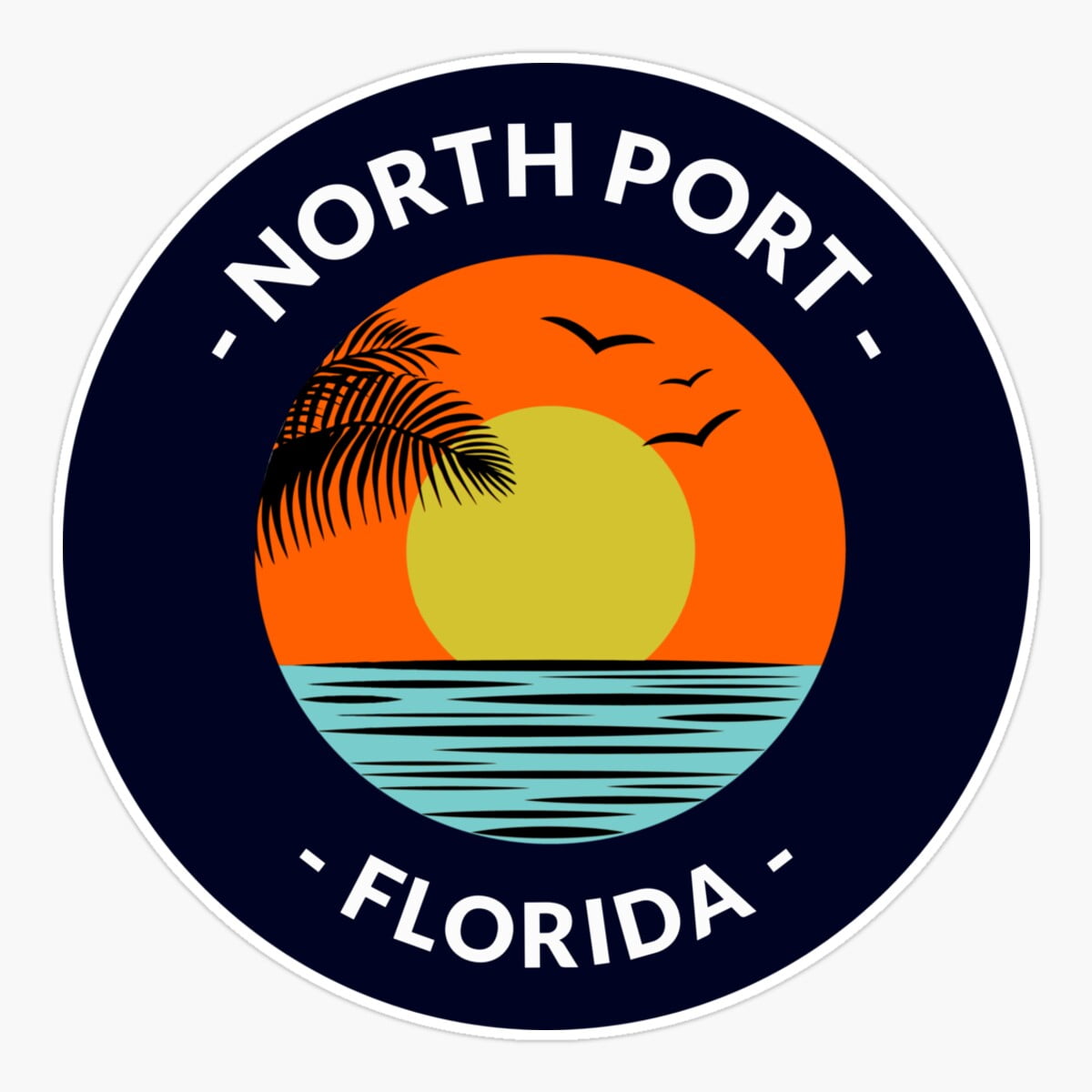 Onim North Port Florida Beach Sunset Sticker, Phone Decal Water Bottle ...