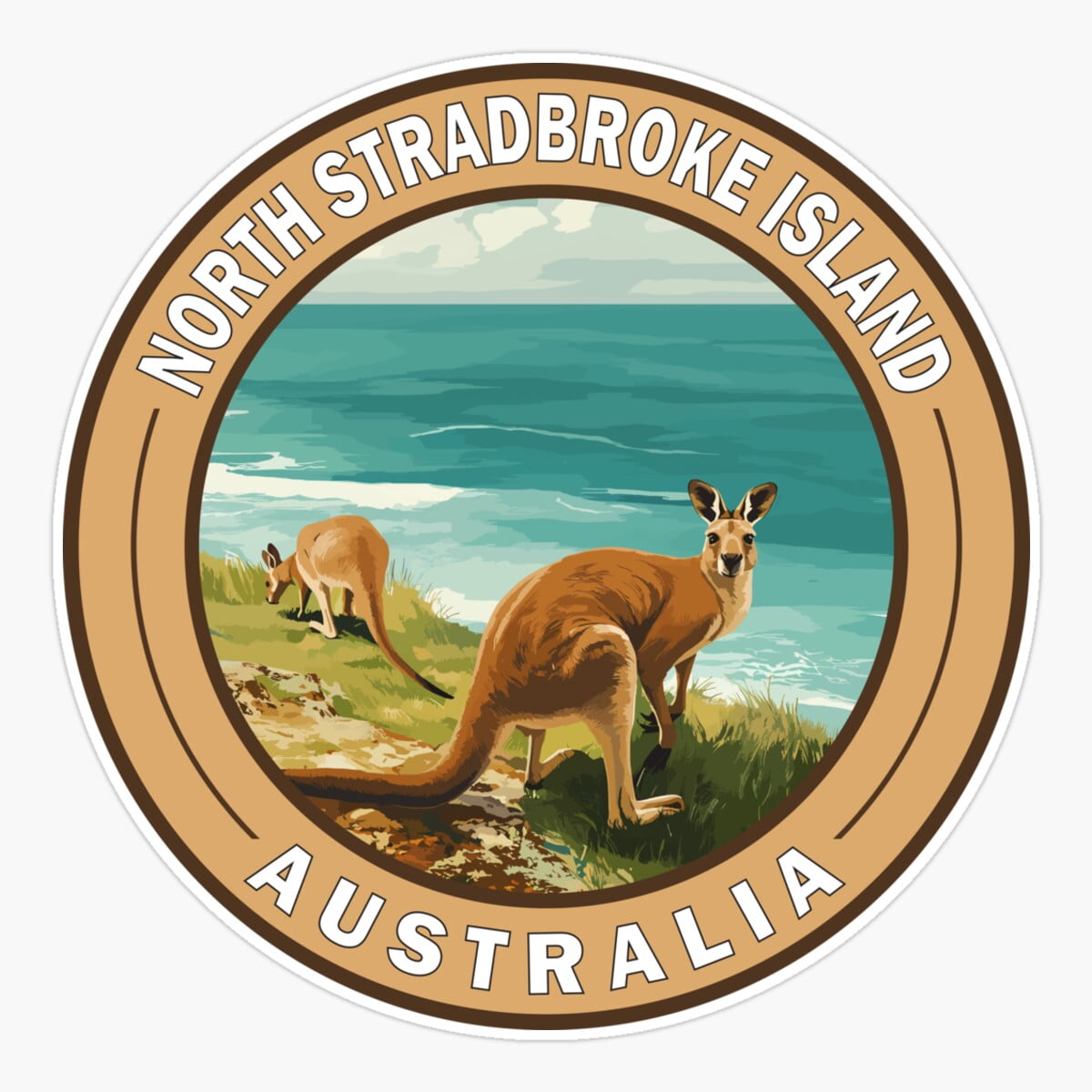 Onim North Stradbroke Island Travel Art Badge Sticker, Phone Decal ...