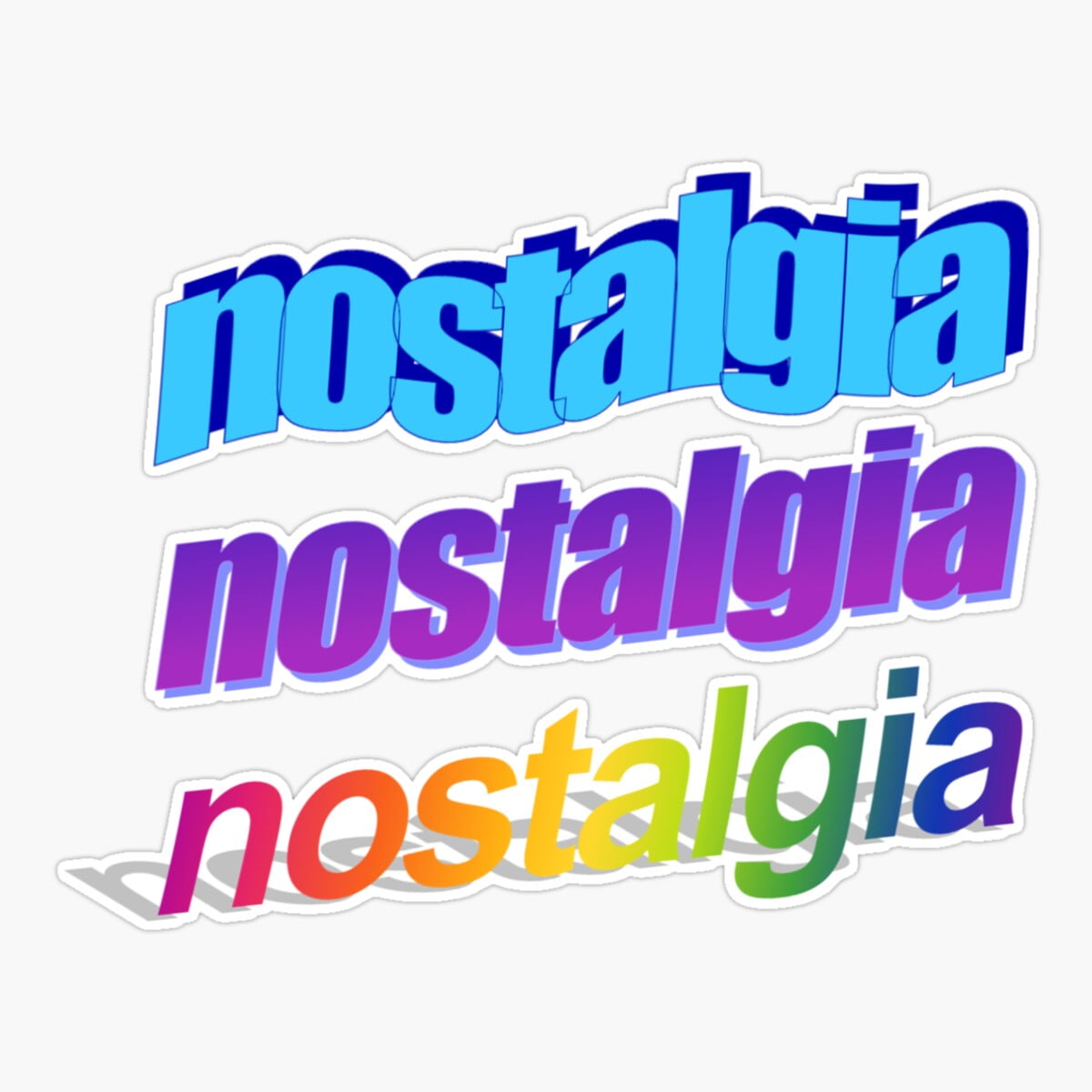 Onim Nostalgia - 90S Word Art Style Sticker, Phone Decal Water Bottle ...