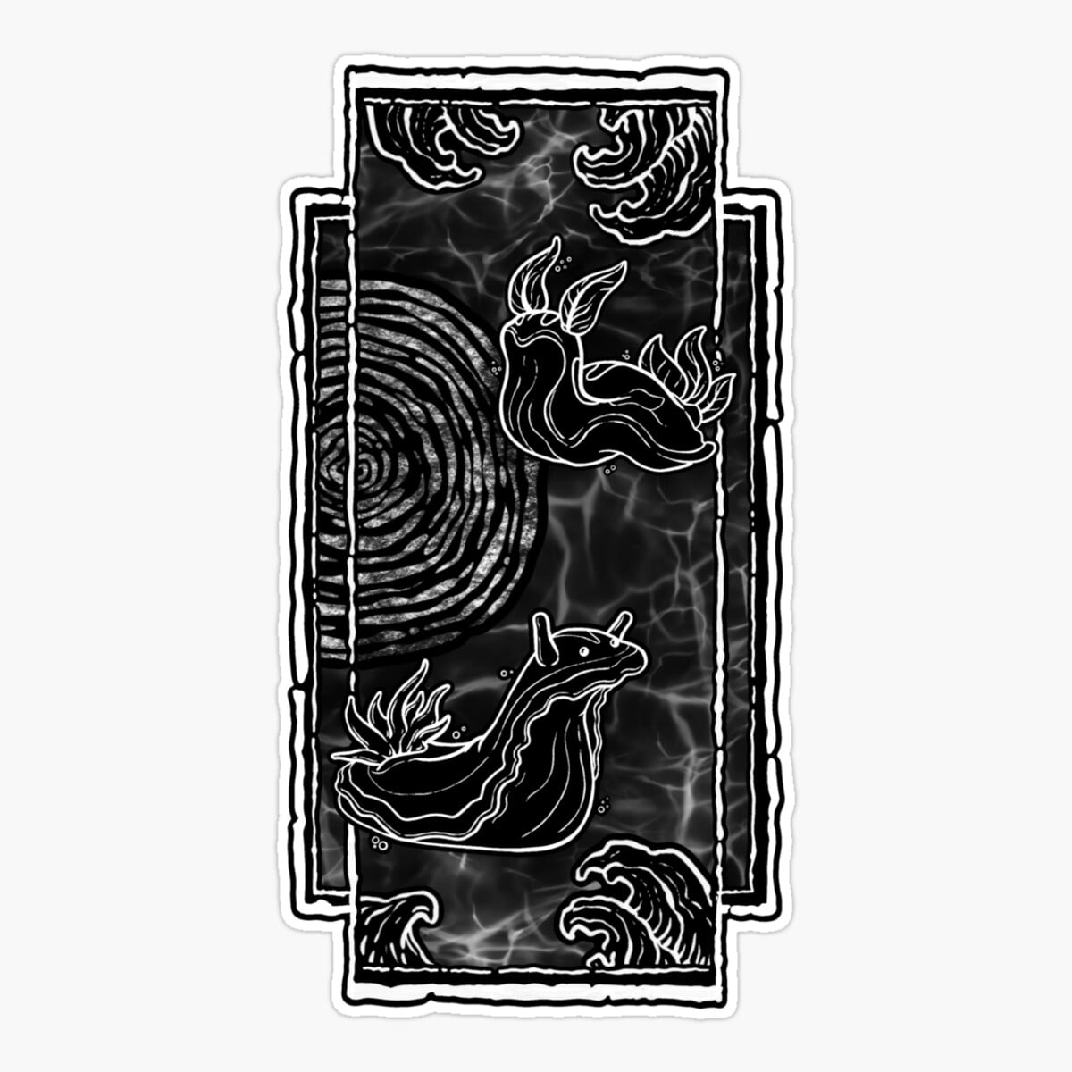 Onim Nudibranch - White Outline Sticker, Phone Decal Water Bottle ...