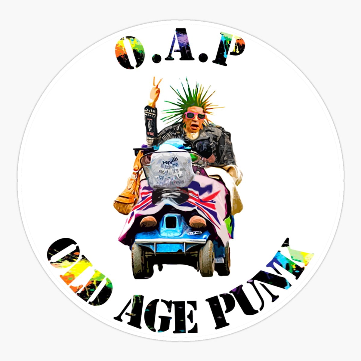 Onim O.A.P - Old Age Punk (Mobility Scooter) Sticker, Phone Decal Water ...