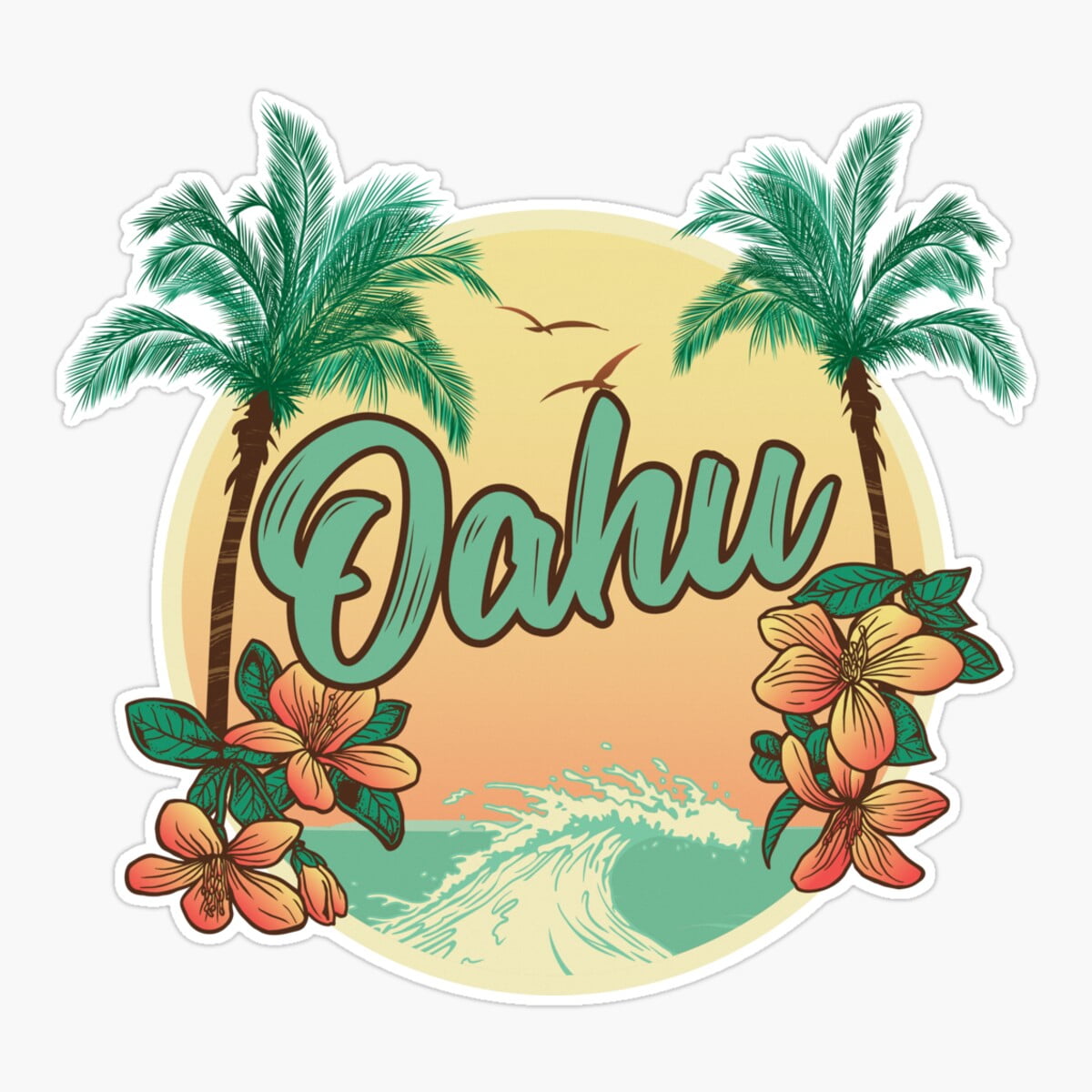 Onim Oahu Hawaii Sticker, Phone Decal Water Bottle Stickers Car Decals ...