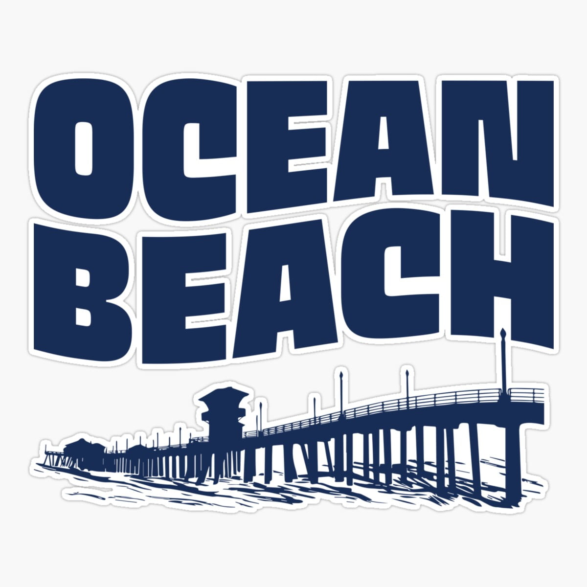 Onim Ocean Beach Pier Chillen Sticker, Phone Decal Water Bottle ...