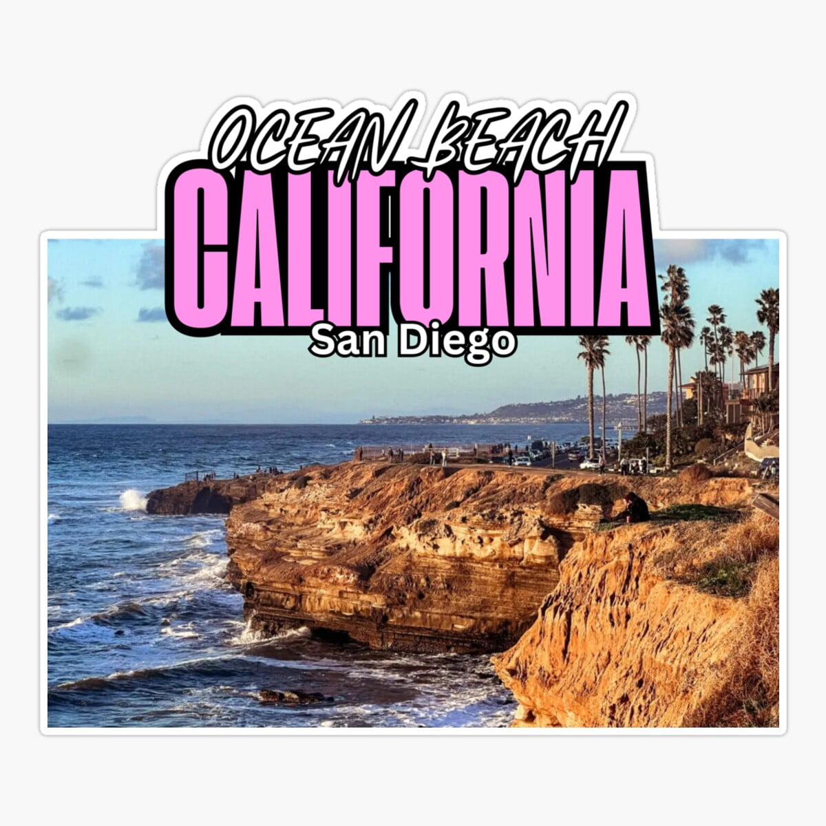 Onim Ocean Beach, San Diego, California Sticker, Phone Decal Water ...