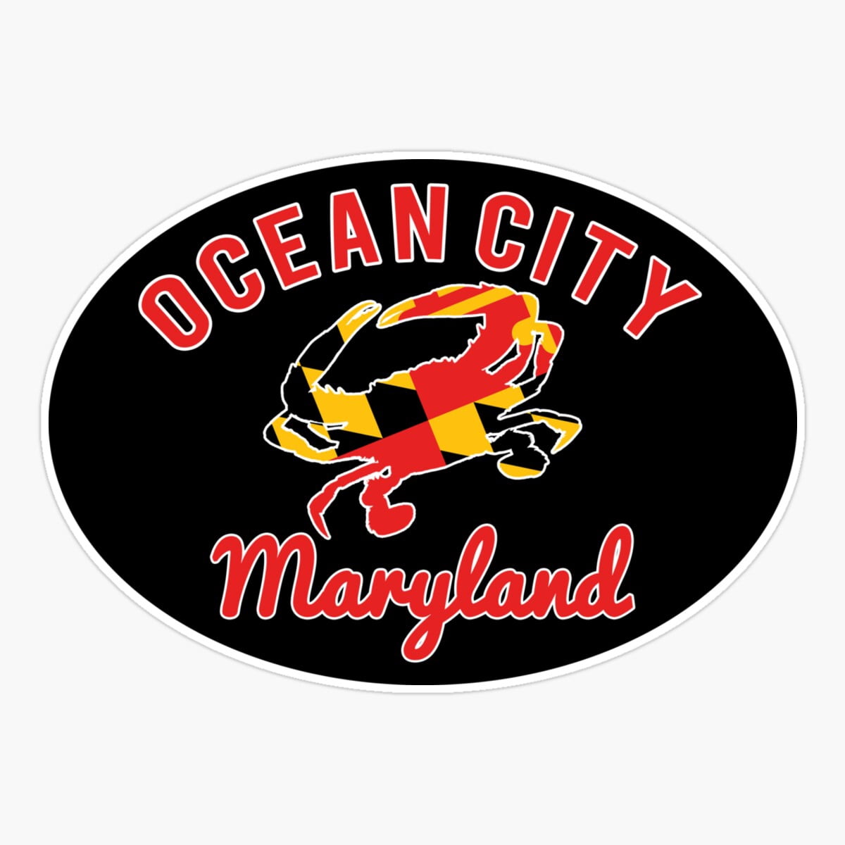 Onim Ocean City Maryland Blue Crab Sticker, Phone Decal Water Bottle ...