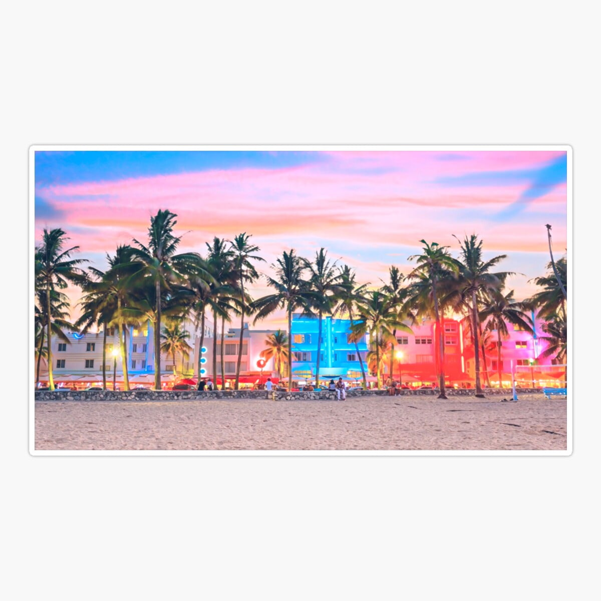 Onim Ocean Drive, Miami Beach Sticker, Phone Decal Water Bottle ...
