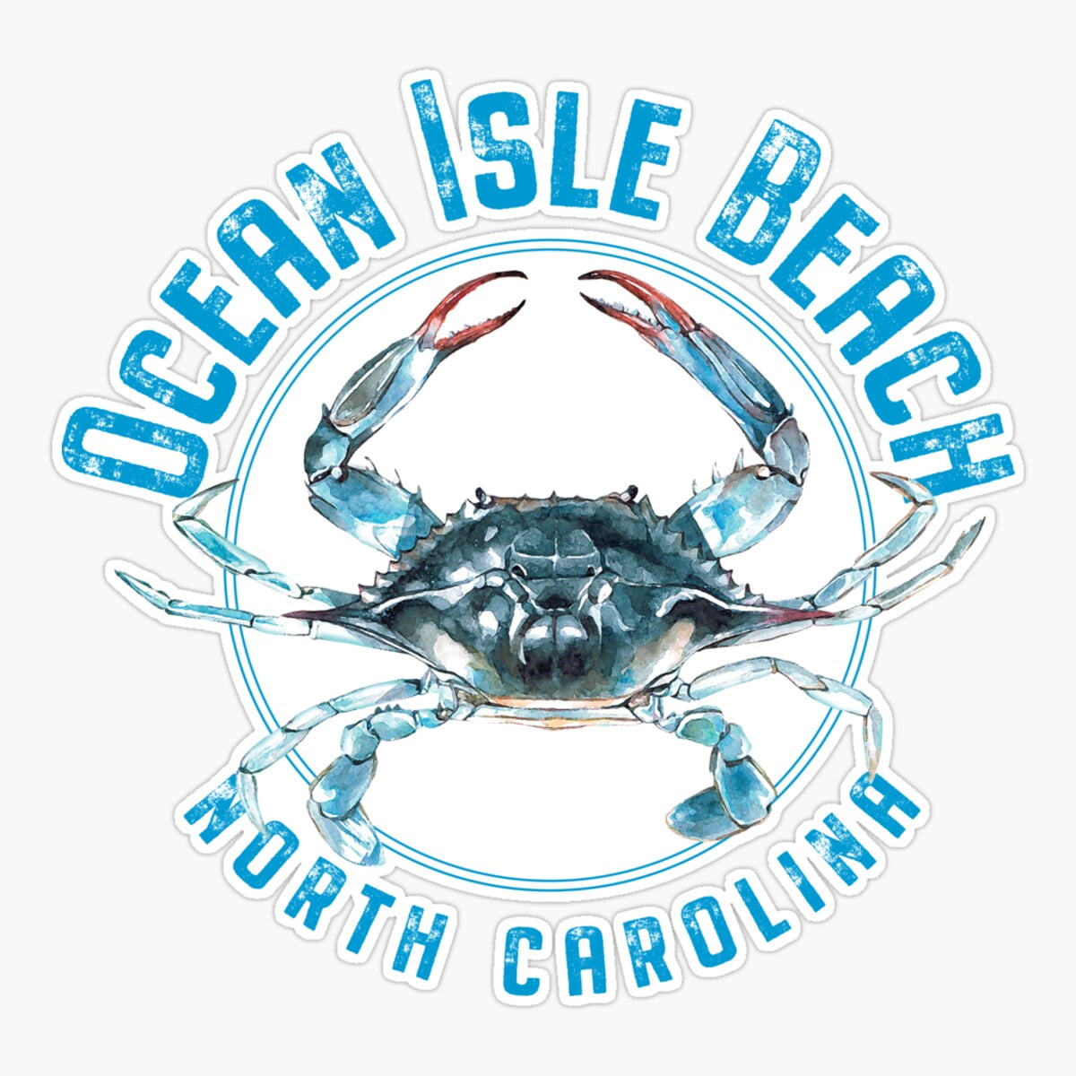 Onim Ocean Isle Beach North Carolina Blue Crab Design Sticker, Phone ...