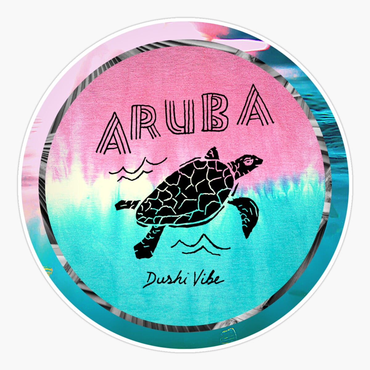 Onim Ocean Sea Turtle Of The Aruba Caribbean Beach Sticker, Phone Decal ...