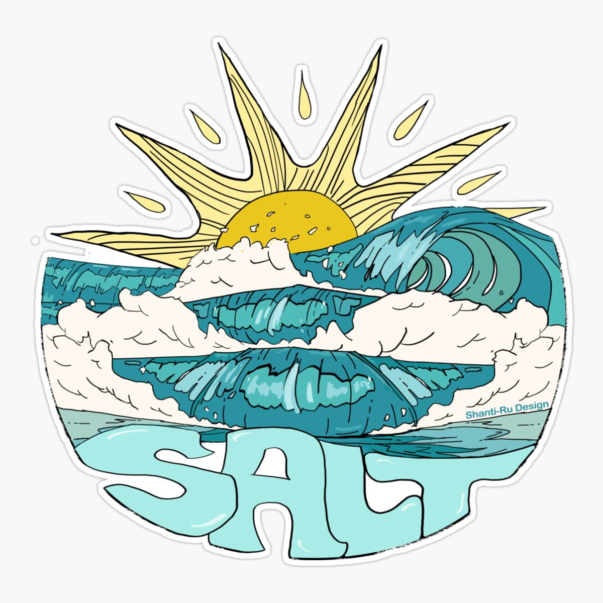 Onim Ocean Waves Salt And Sun Distressed Vintage Surf Sticker, Phone ...