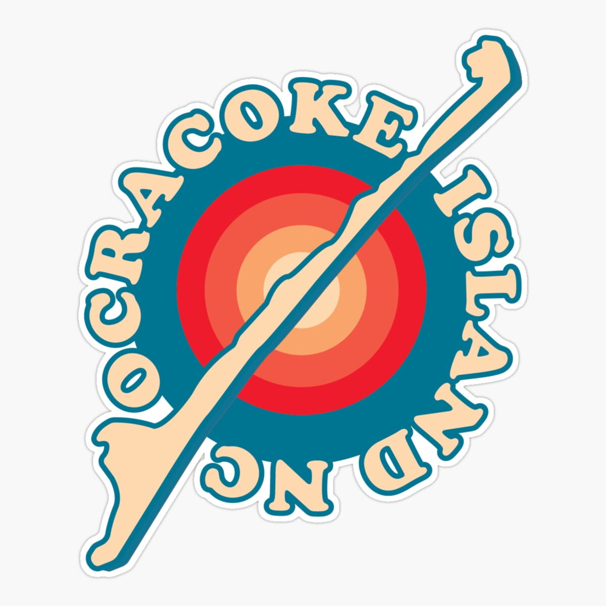 Onim Ocracoke Island Nc Retro Sticker Sticker, Phone Decal Water Bottle ...