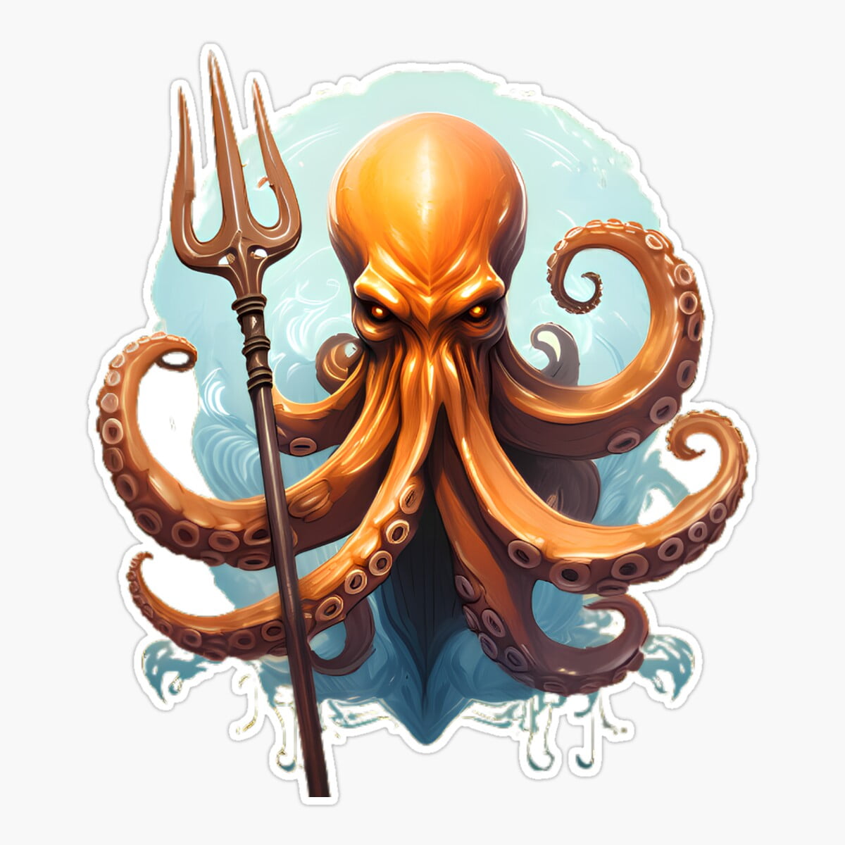 Onim Octopus With Trident Sticker, Phone Decal Water Bottle Stickers ...