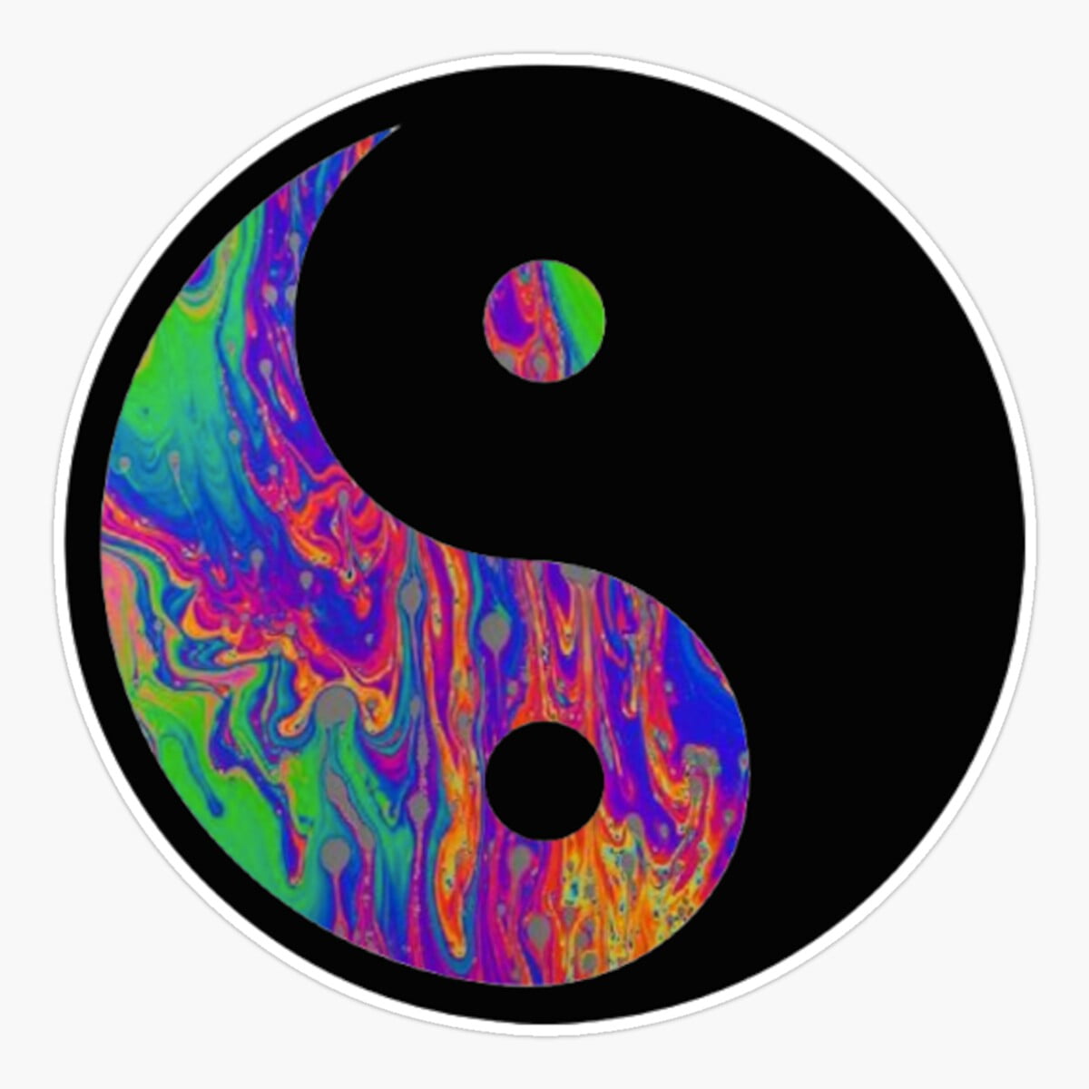 Onim Oil Slick Trippy Yin Yan Sticker, Phone Decal Water Bottle ...