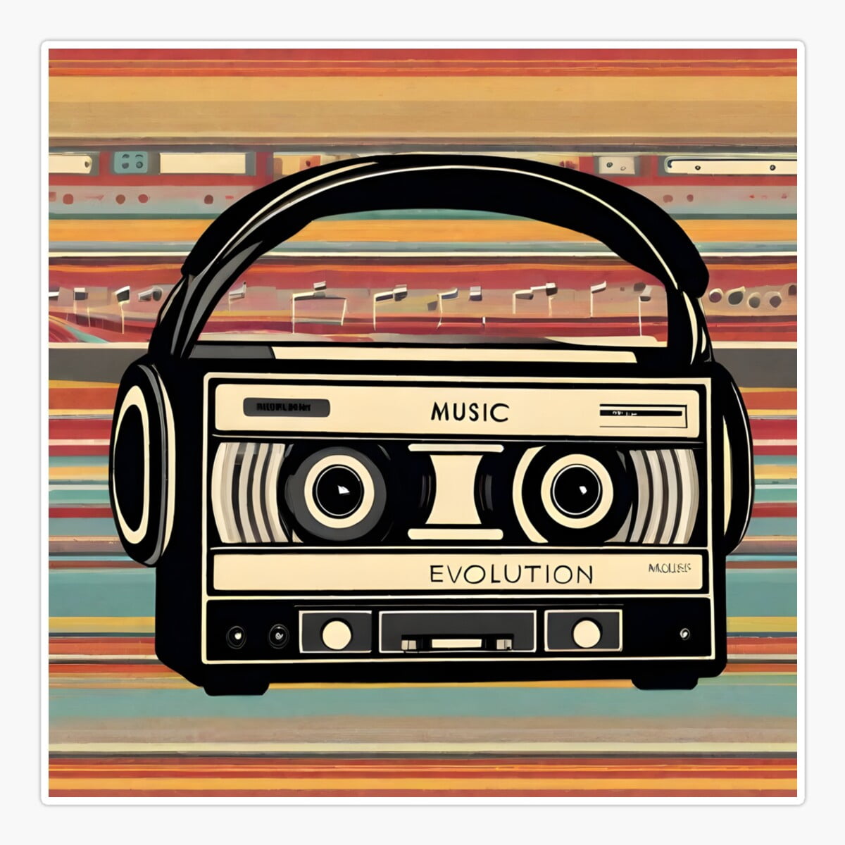 Onim Old Cassette Radio Player Sticker, Phone Decal Water Bottle ...