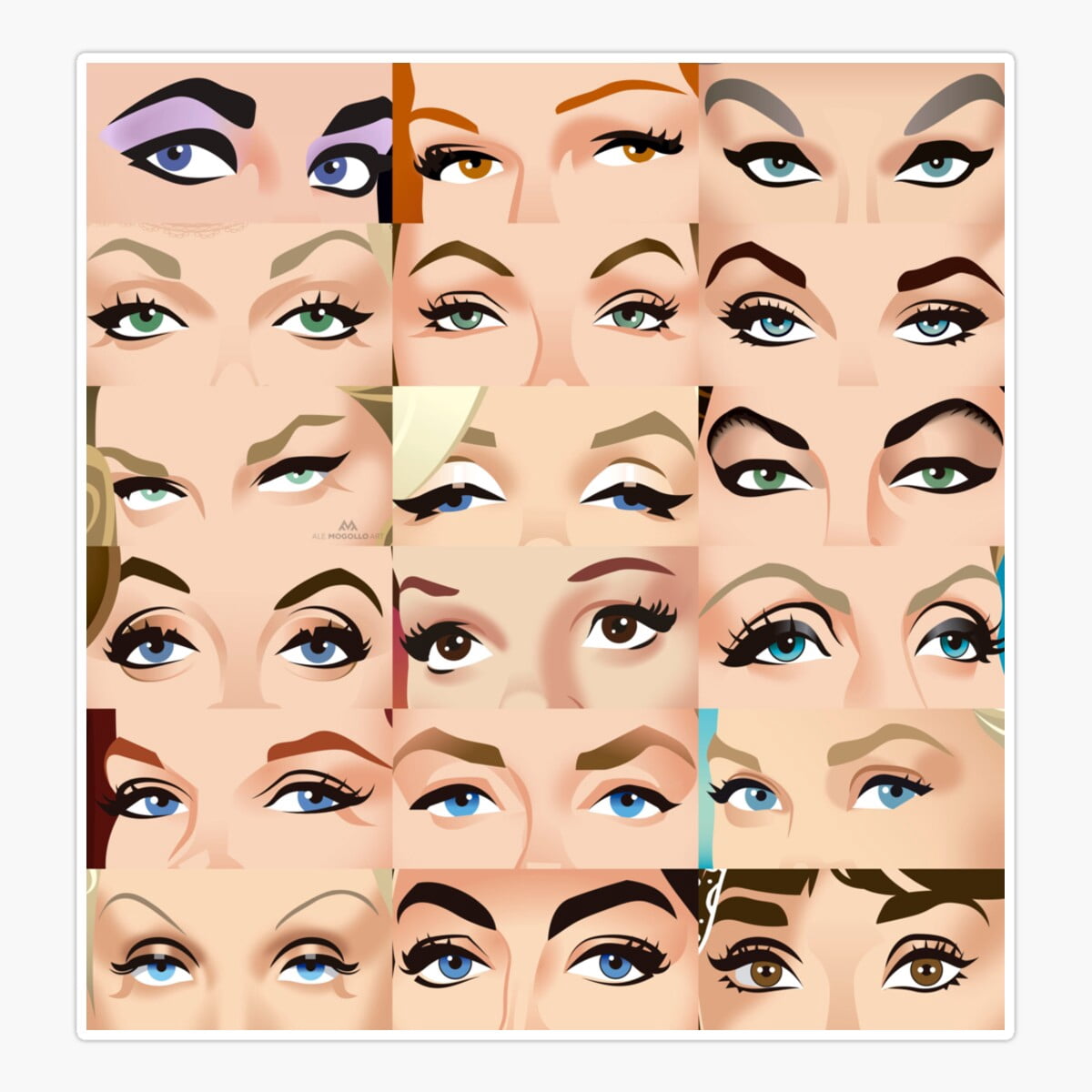 Onim Old Hollywood Eyes Sticker, Phone Decal Water Bottle Stickers Car ...