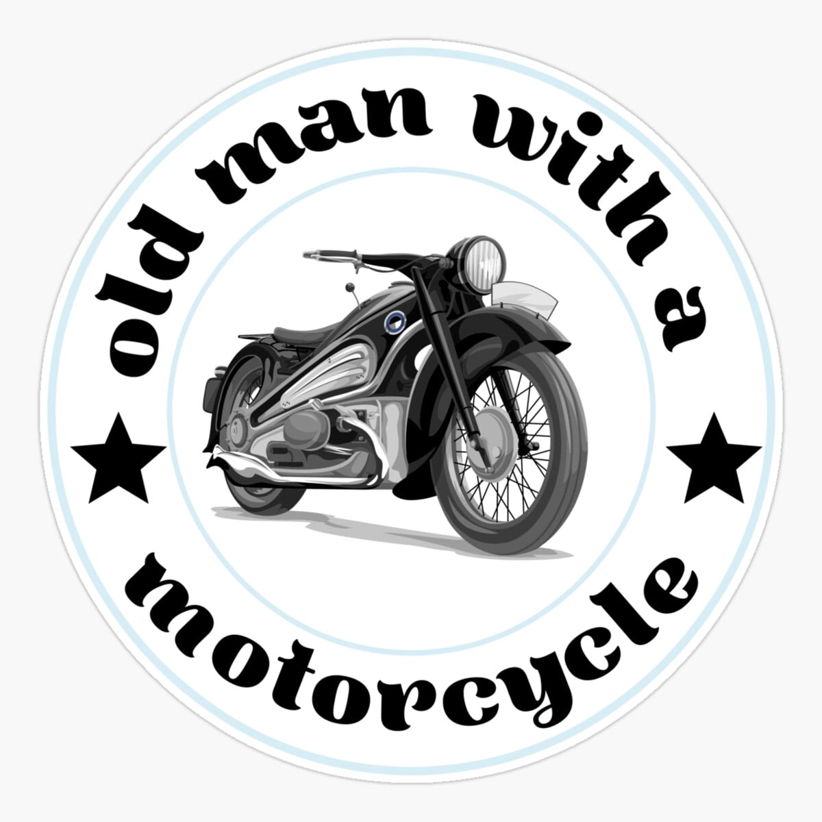 Onim Old Motorcycle Old Man With A Motorcycle Sticker, Phone Decal ...
