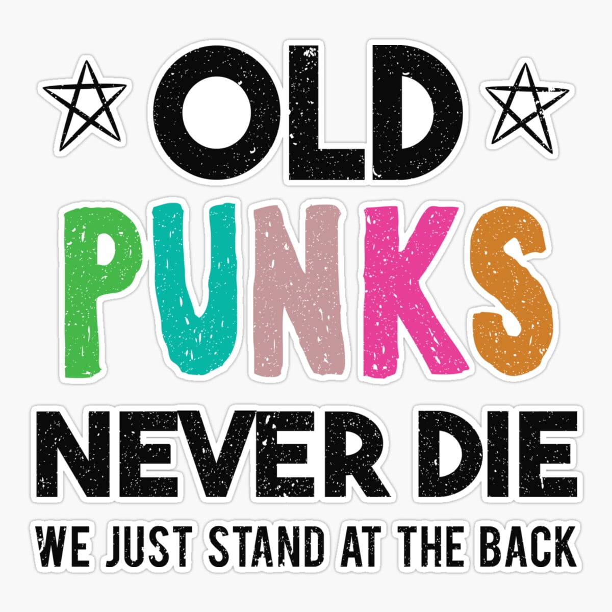 Onim Old Punks Never Die 80'S 90'S Retro Punk Gift Sticker, Phone Decal ...