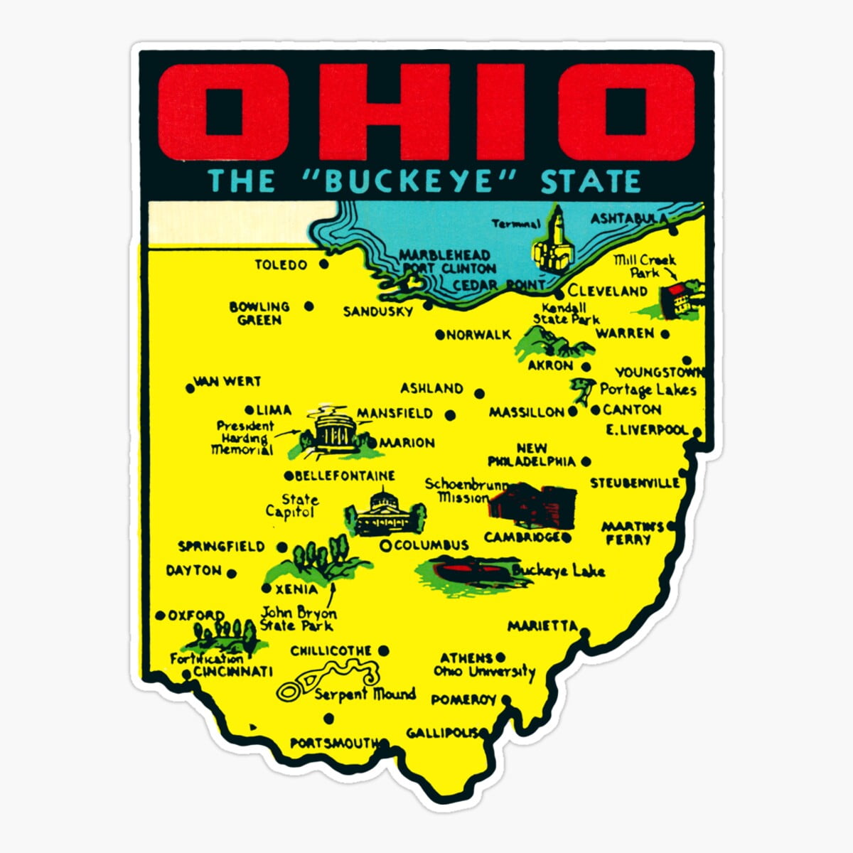 Onim Old School Ohio Sticker, Phone Decal Water Bottle Stickers Car ...