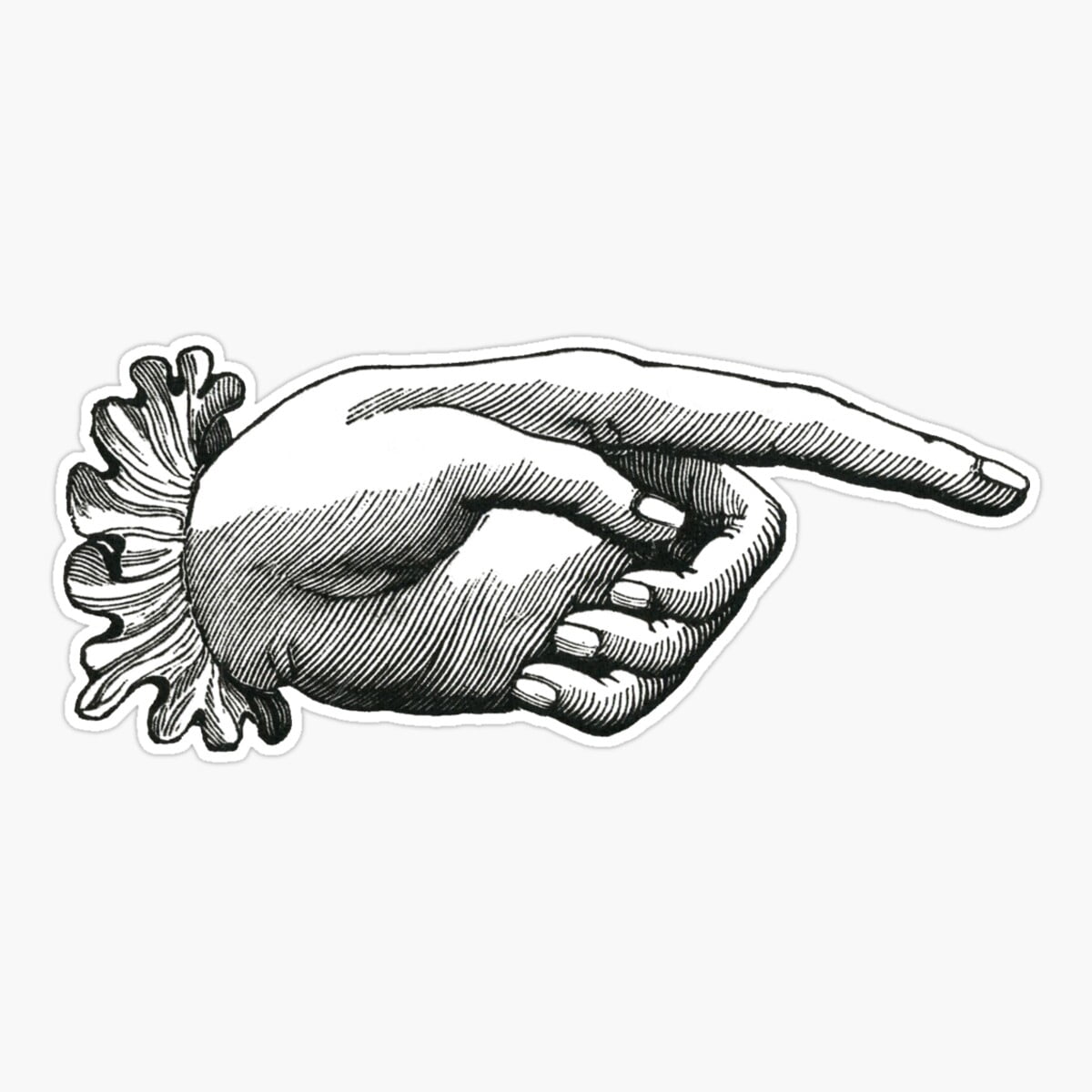 Onim Old Victorian Vintage Pointing Hand Sign Sticker Sticker, Phone ...