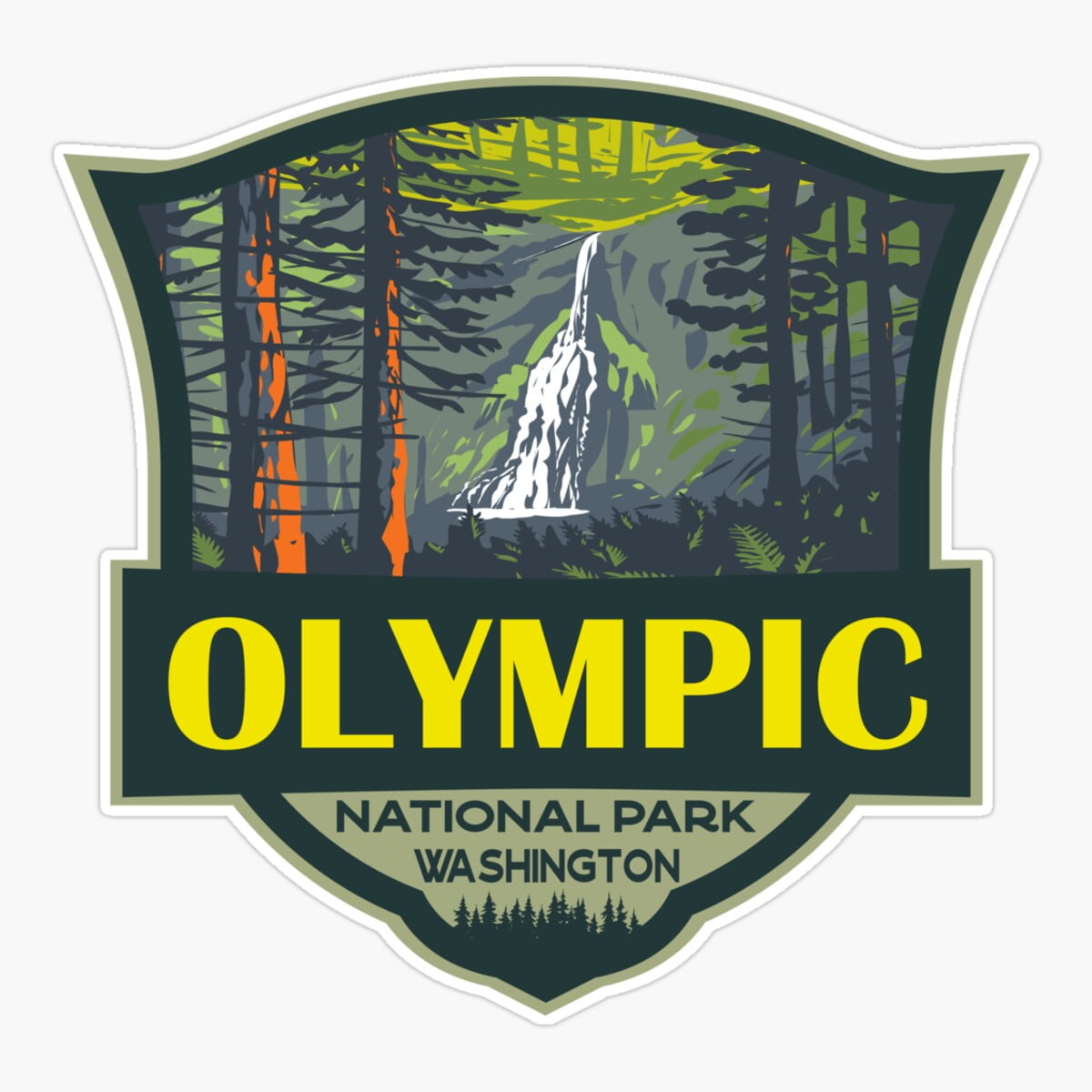 Onim Olympic National Park Illustration Retro Badge Sticker, Phone ...